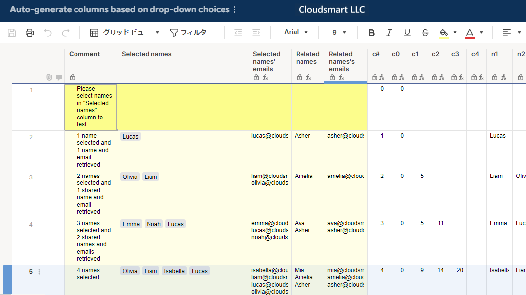ドロップダウンリストの選択肢に基づき、関連する列を自動生成する方法 - Cloudsmart LLC
