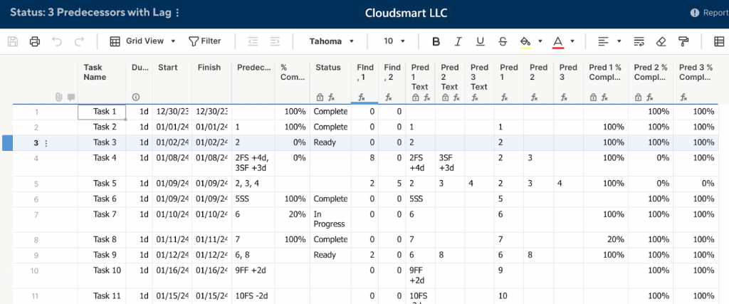 Get the status of predecessor tasks in Smartsheet (Community) - Cloudsmart LLC